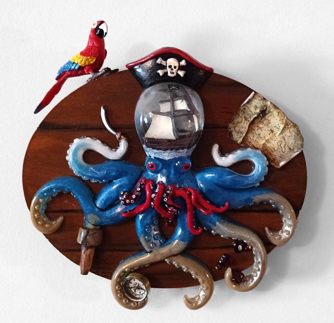Captain Octo - Pirate of the Seven Seas! Plaque Artpiece Octopus - Etsy