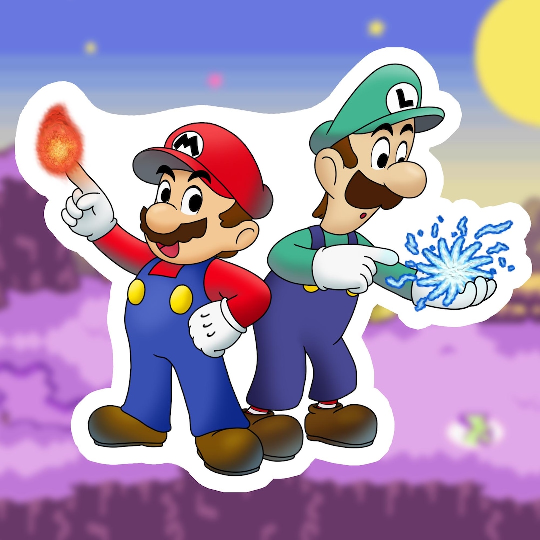 Mario and Luigi Superstar Saga Fire and Thunder Sticker - Etsy
