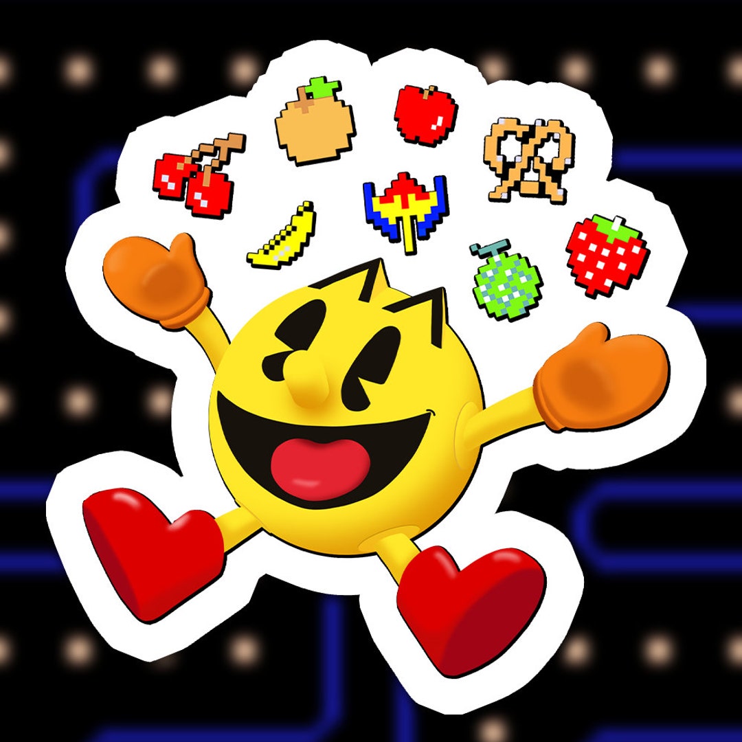Pac-man and Fruit Sticker - Etsy