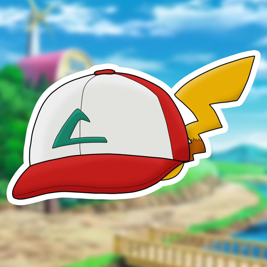 Pokémon Pikachu and Ash's Hat Sticker - Etsy