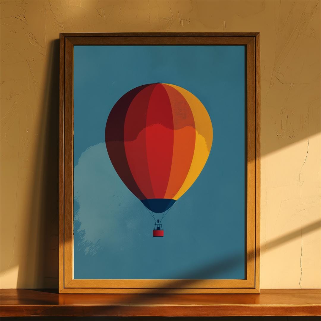 AIR BALLOON Poster Art Print / Pop Art Day Landscape Art / Wall Art ...