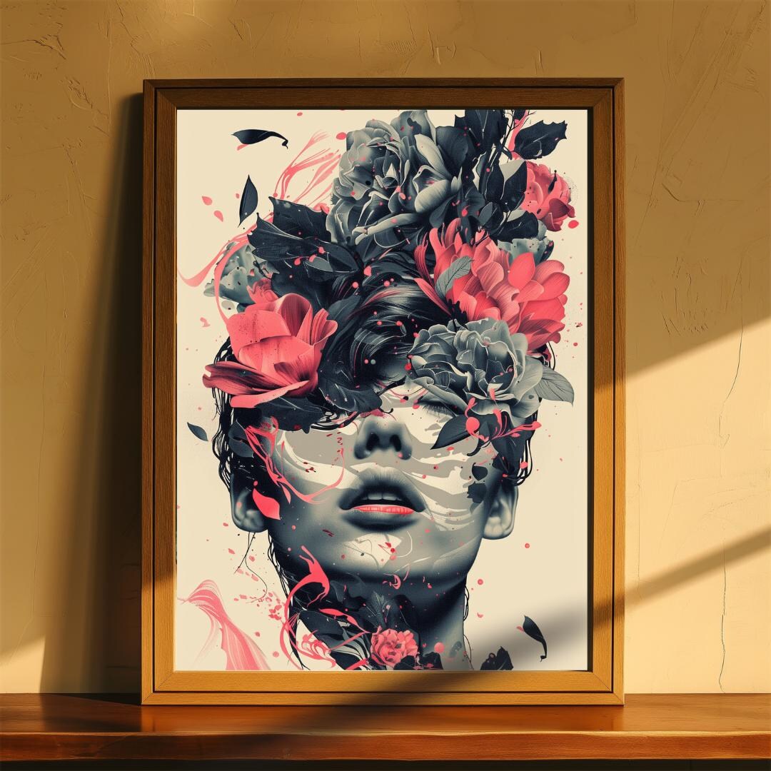 PINK & BLACK Woman Abstract Poster Art Print / Divine Feminine / Pop ...