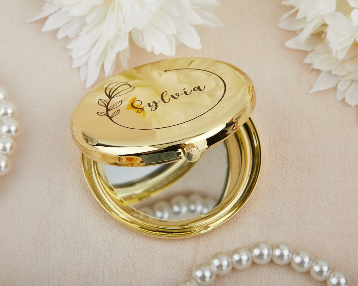 Personalized Engraved Compact Mirror With Name,customized Pocket Make ...