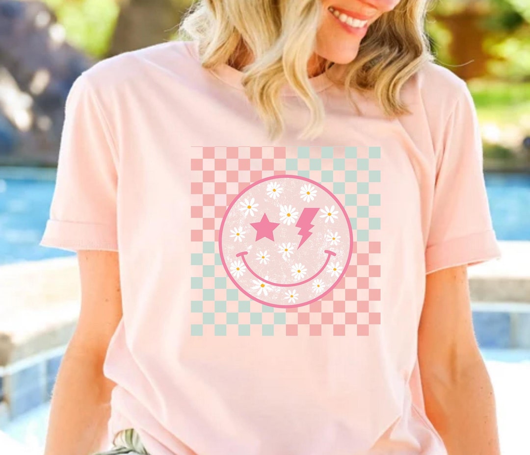Checkered Smiley Face Shirt, Smiley Face Tee, Smiley Face T-shirt,gift ...