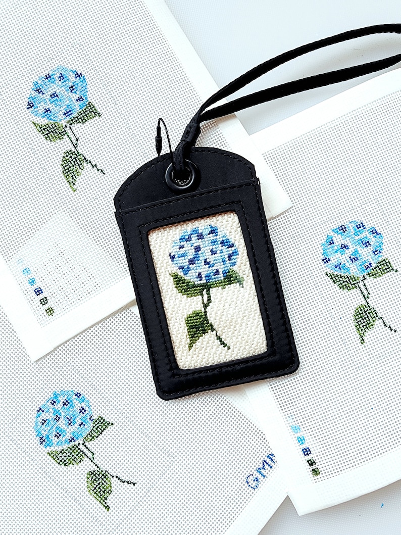 Self-finishing Luggage Tag Needlepoint Canvas: Hydrangea Collection - Etsy