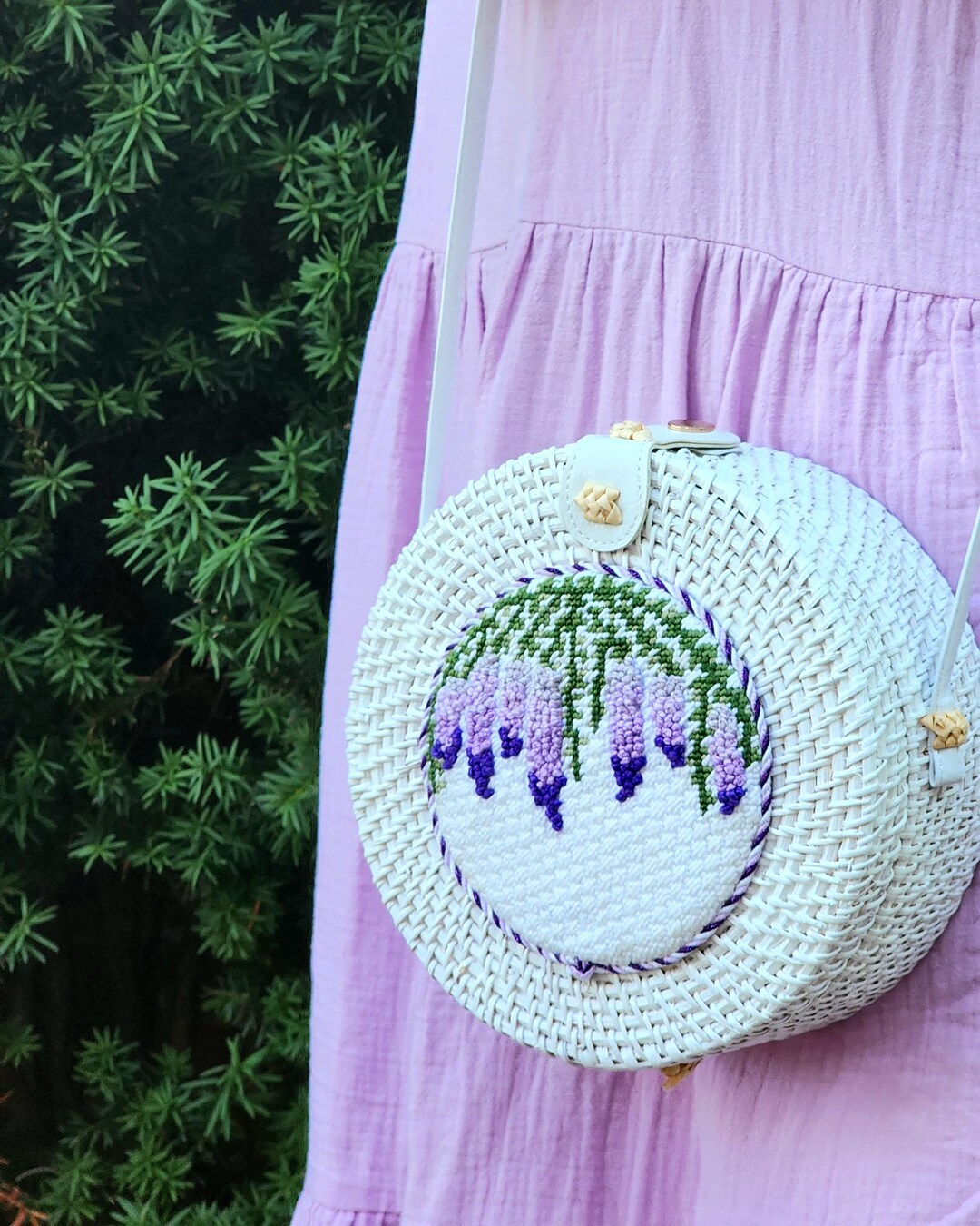Wisteria Hand-painted Needlepoint Round - Etsy