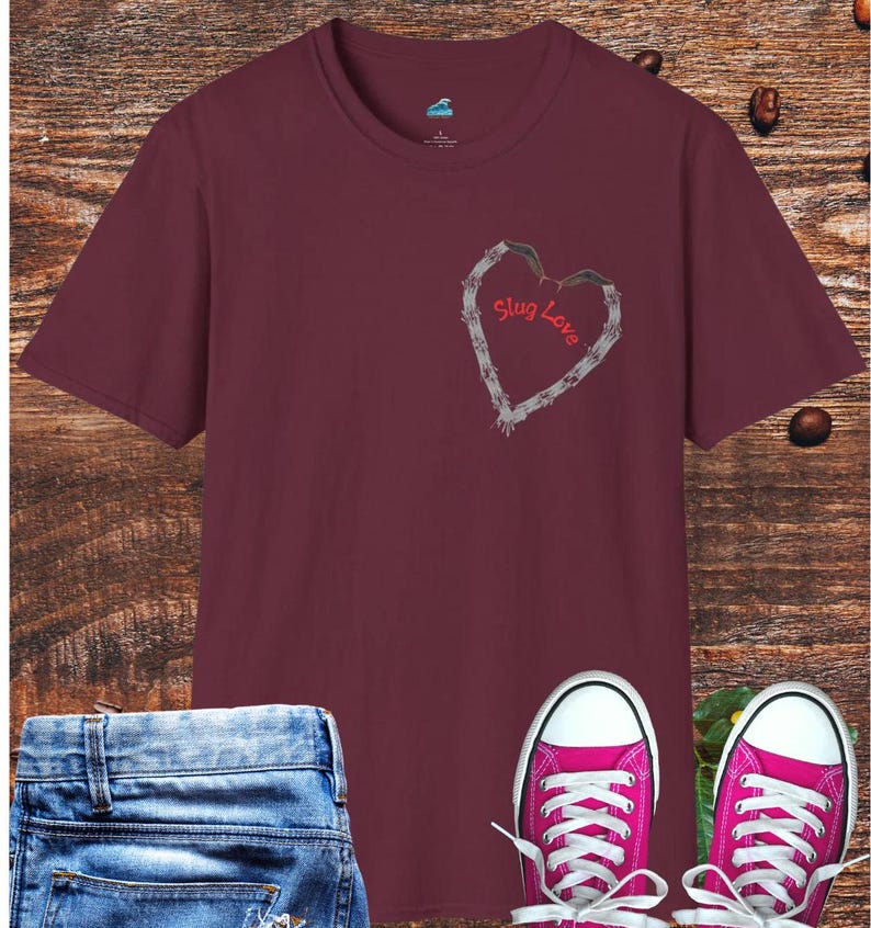 Slug Love T-shirt, Cute Heart Shirt, Valentine Gift His Her, Gardener ...
