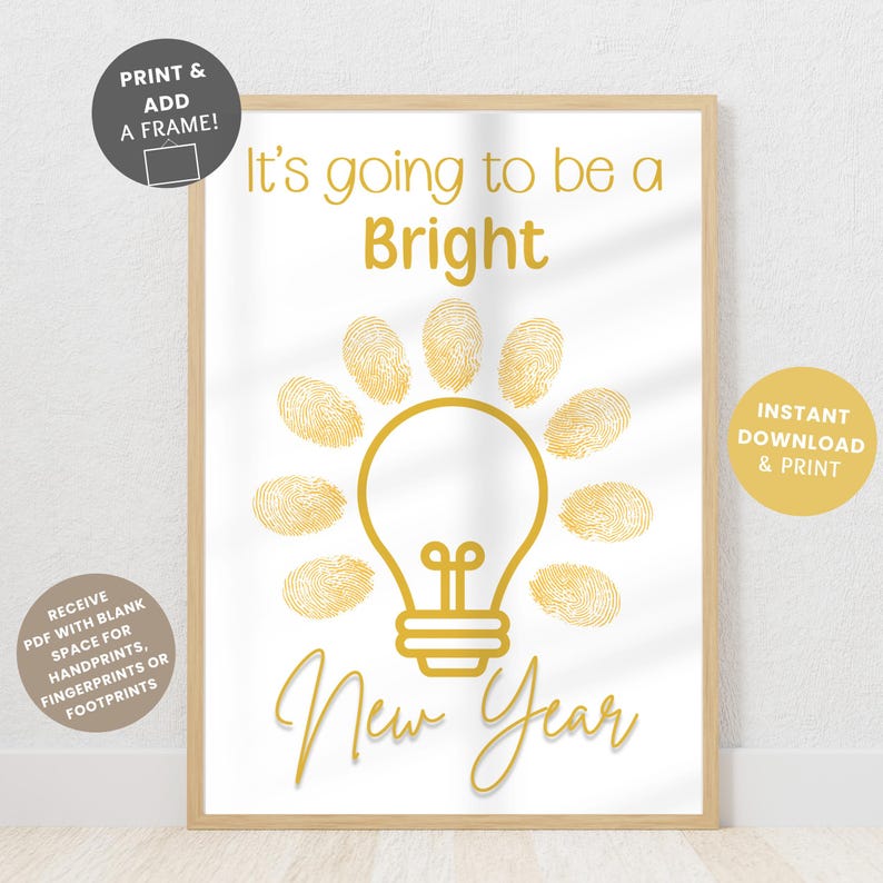 New Year Handprint Art Handprint Craft Bundle DIY Printable Footprint ...