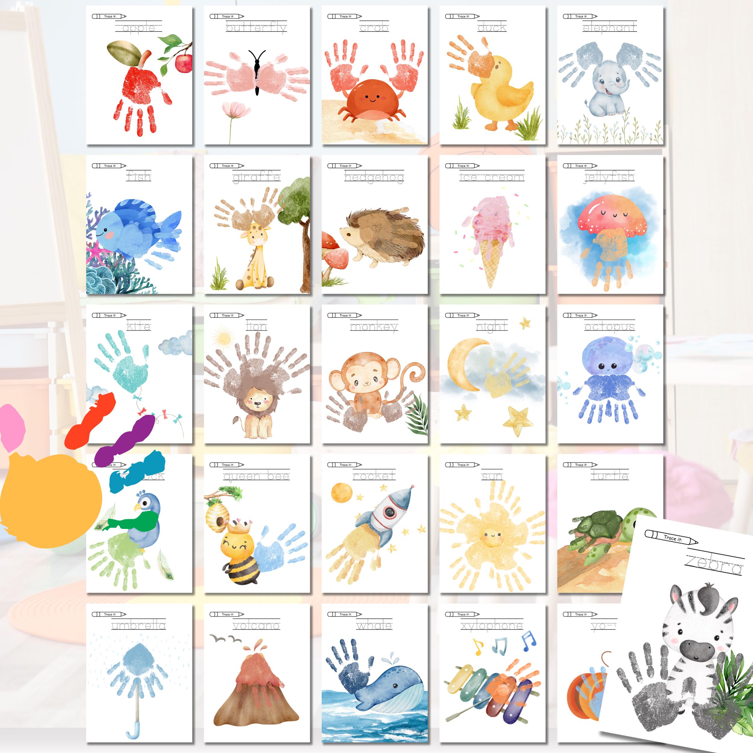 Kids Handprint Art Alphabet Activity Printable Preschool Craft Baby ...