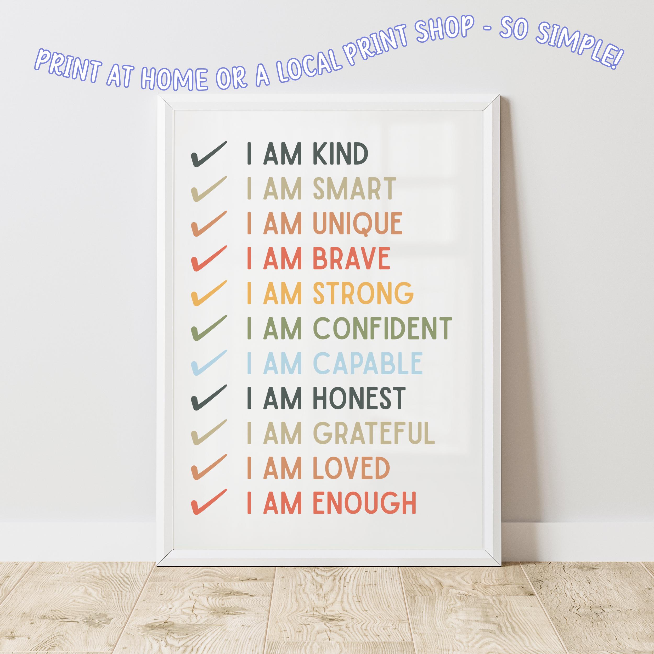 Kids Affirmation Printable Wall Art Affirmations for Kids Educational ...