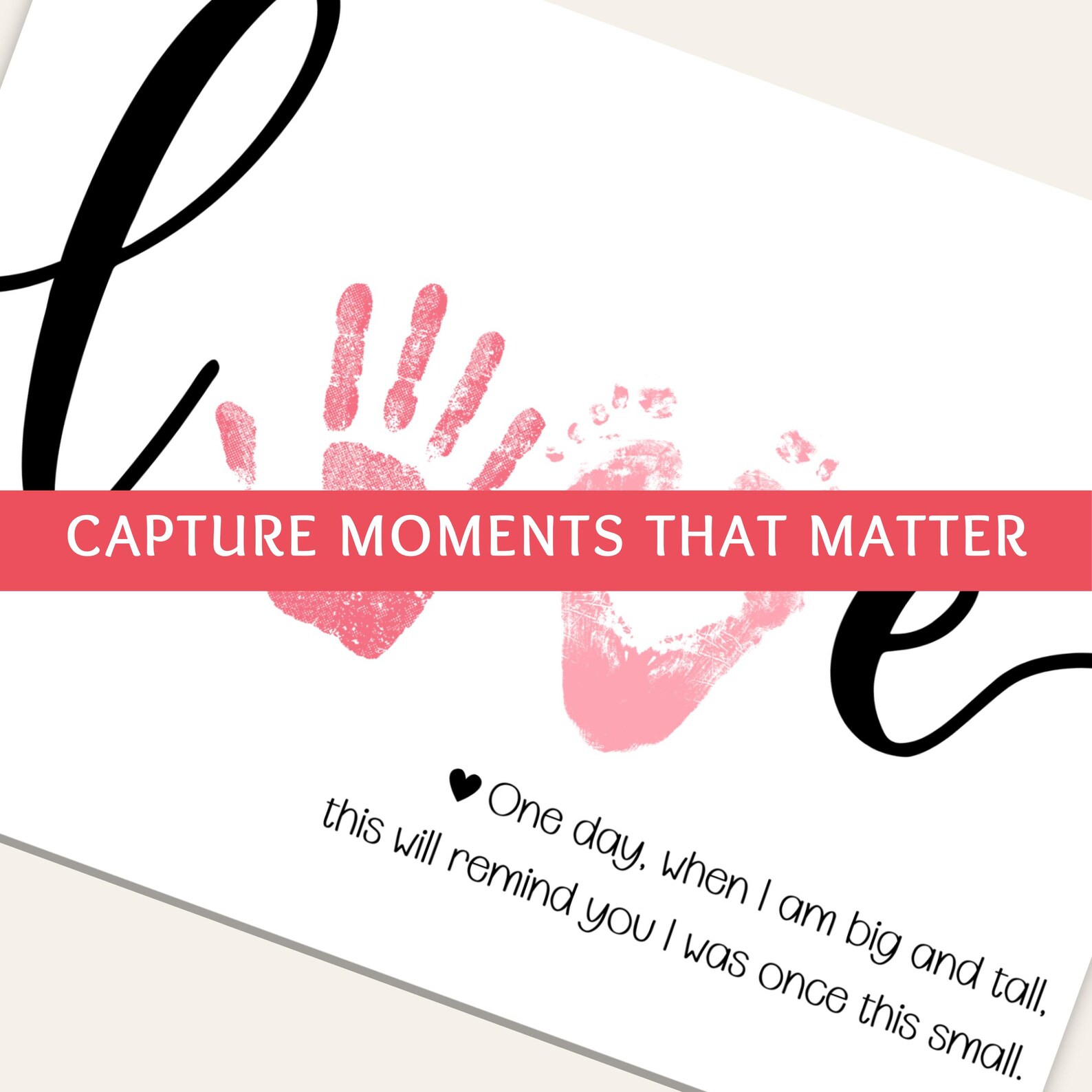 Love Handprint Art Sign Printable Gift for Mom Quote Art Baby Footprint ...