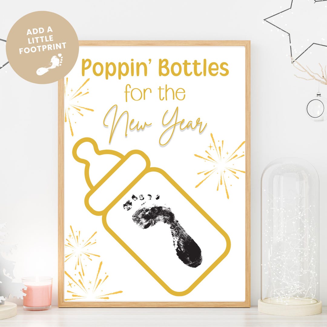 New Year Footprint Art Printable Handprint Craft DIY Instant Download ...