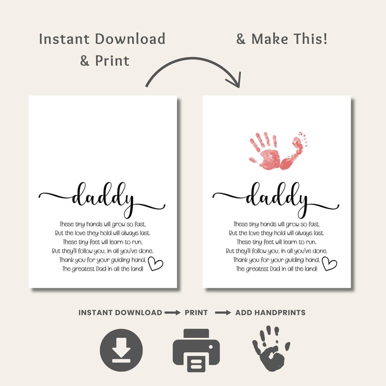 Fathers Day Handprint Art Poem Printable Fathers Day Gift Dad Quote ...