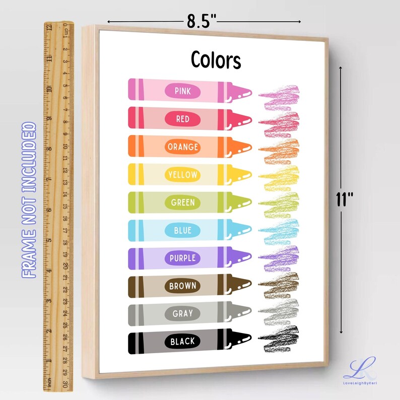Kid Color Chart Print Color Poster Kid Printable Color Wall Art ...