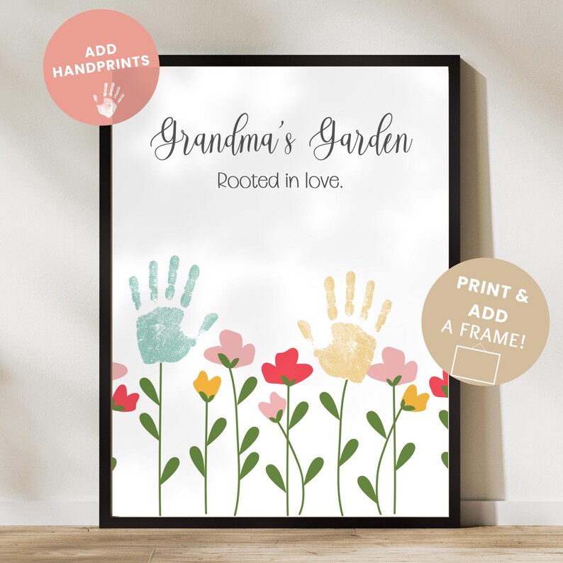 Handprint Art Gift Grandma Printable Grandmas Garden Handprint Craft ...