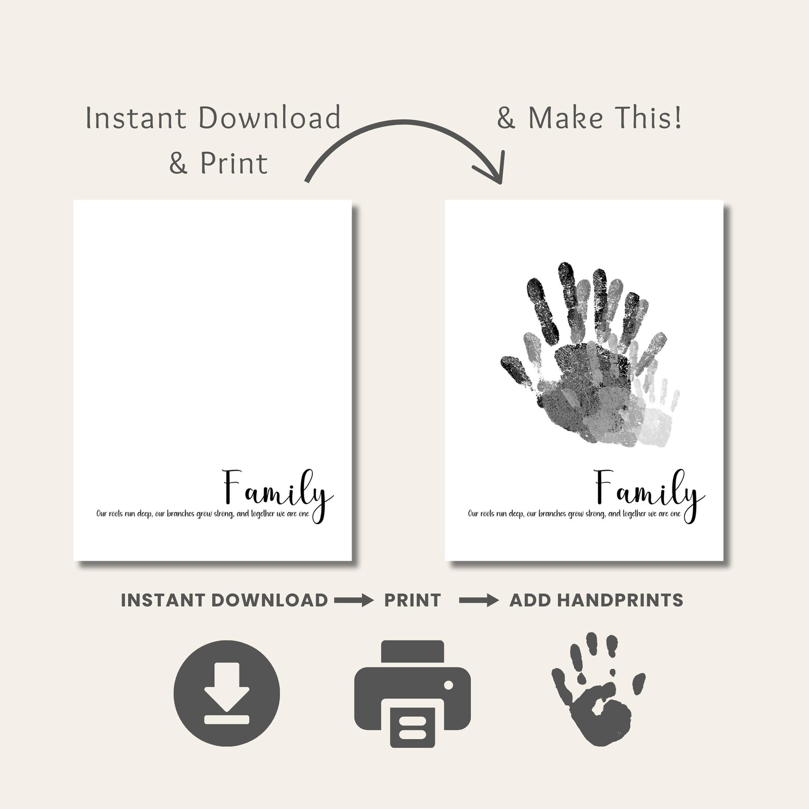Family Tree Print Handprint Art Printable Handprint Craft Printable DIY ...
