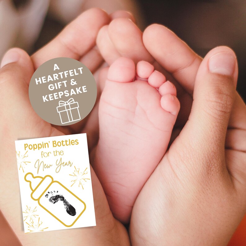 New Year Footprint Art Printable Handprint Craft DIY Instant Download ...