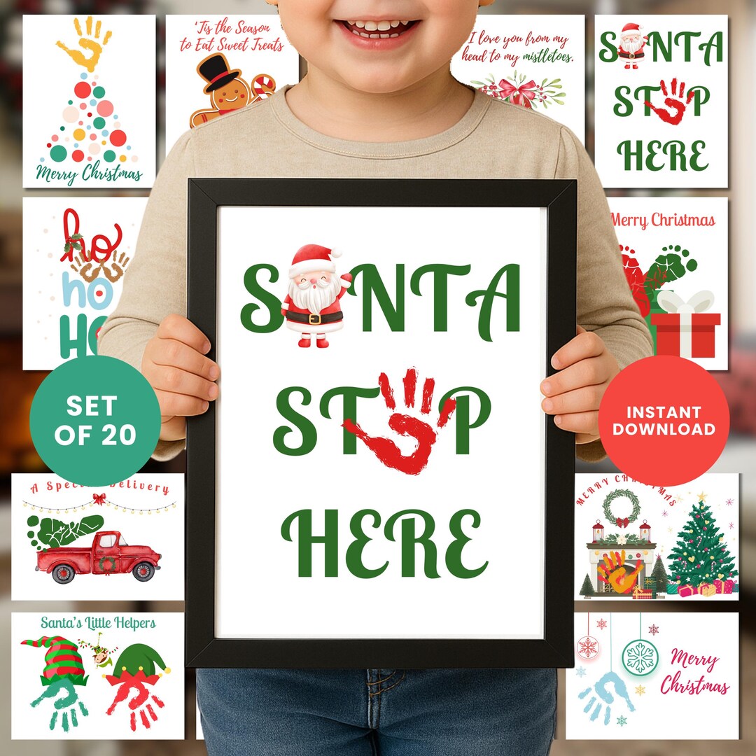 Christmas Handprint Art Bundle Kids Printable Handprint Craft Art DIY ...
