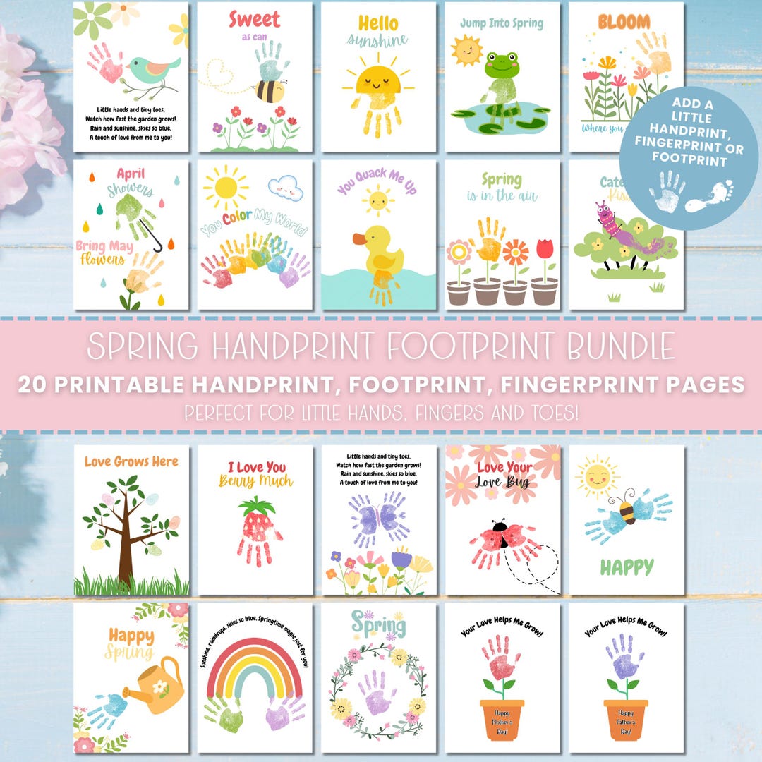 Spring Handprint Art Bundle Printable Kid Craft Handprint Activity Kid ...
