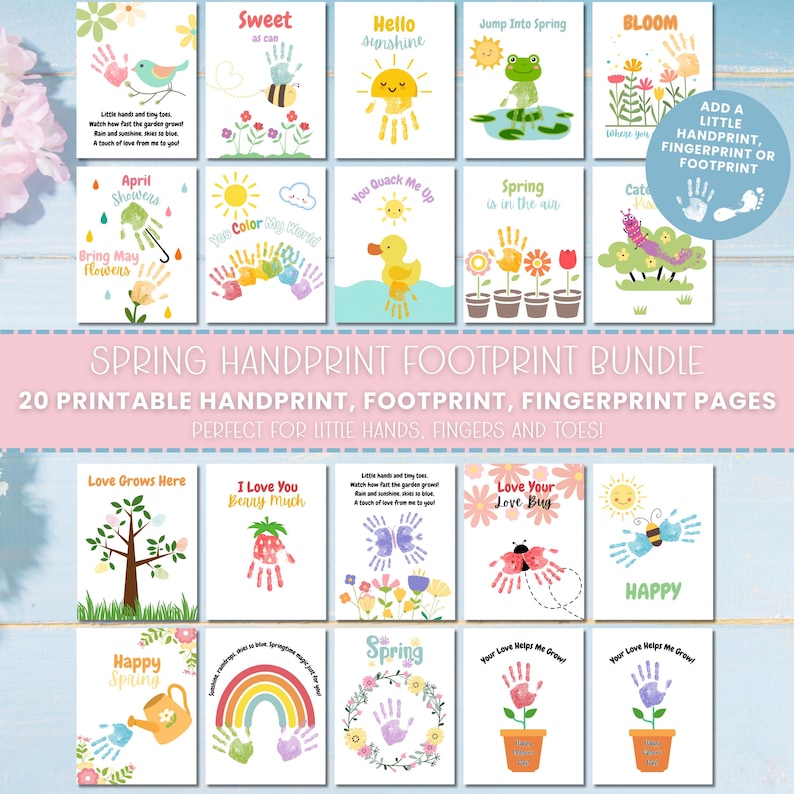 Spring Handprint Art Bundle Printable Kid Craft Handprint Activity Kid ...