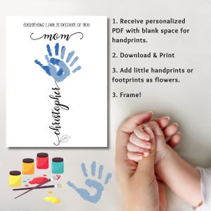 Custom Name Sign Handprint Art Kids Printable Mothers Day Gift DIY Kid ...
