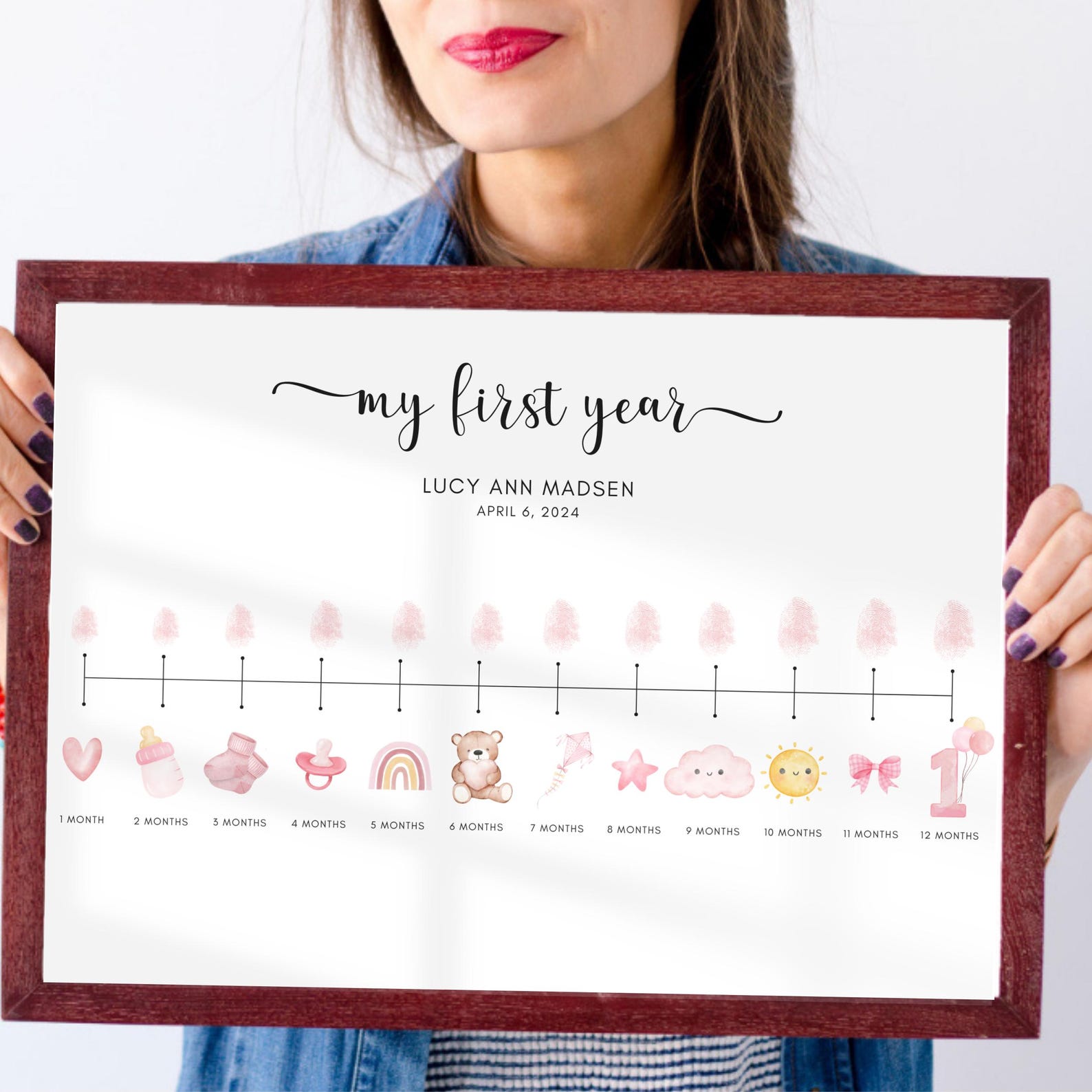 Babys First Year Fingerprint Milestone Timeline Craft, Printable ...