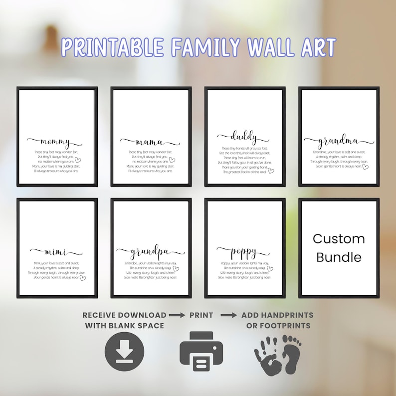 Fathers Day Handprint Art Printable Dad Quote Wall Art Gift Baby ...