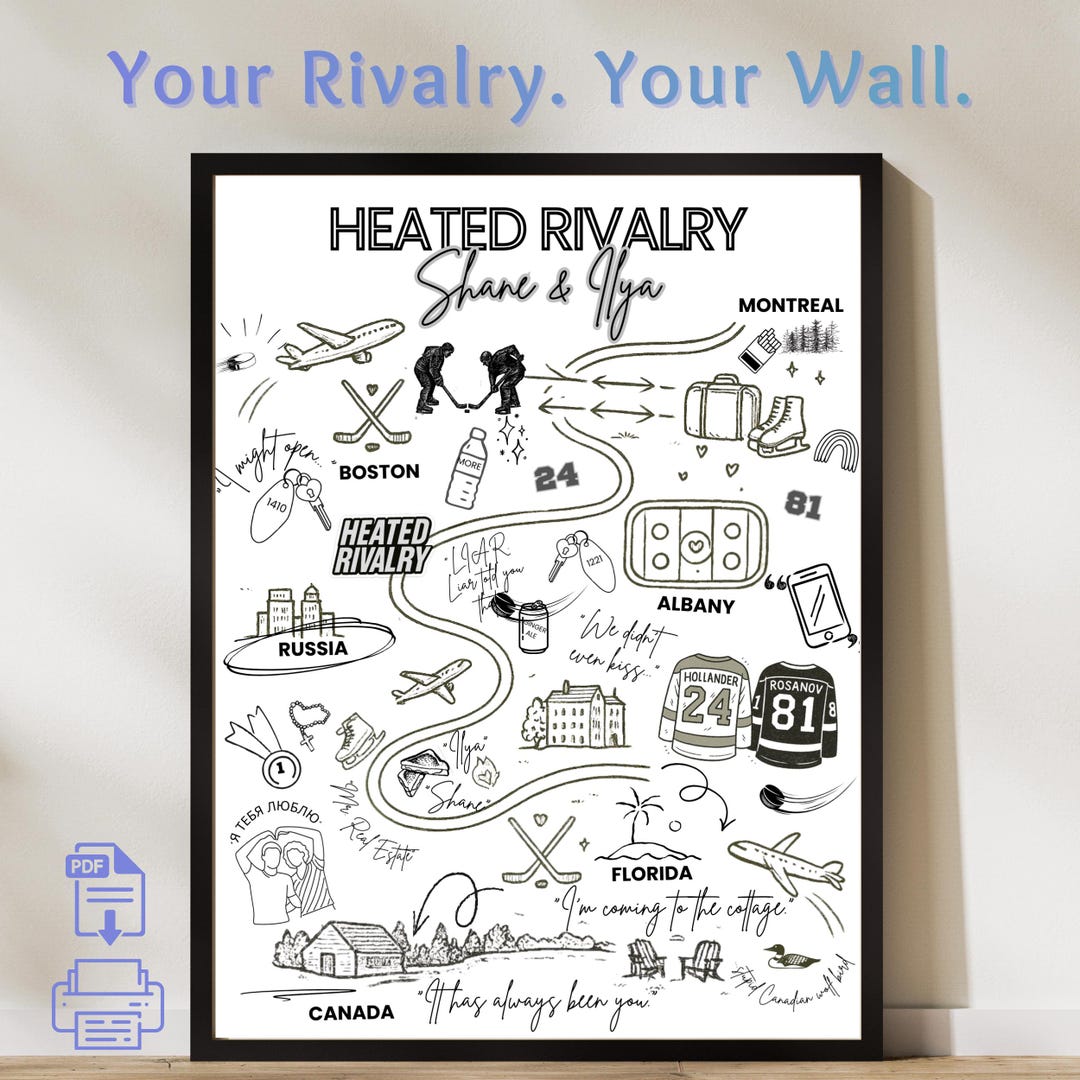 Shane & Ilya Couple Relationship Map Heated Rivalry Poster Printable ...