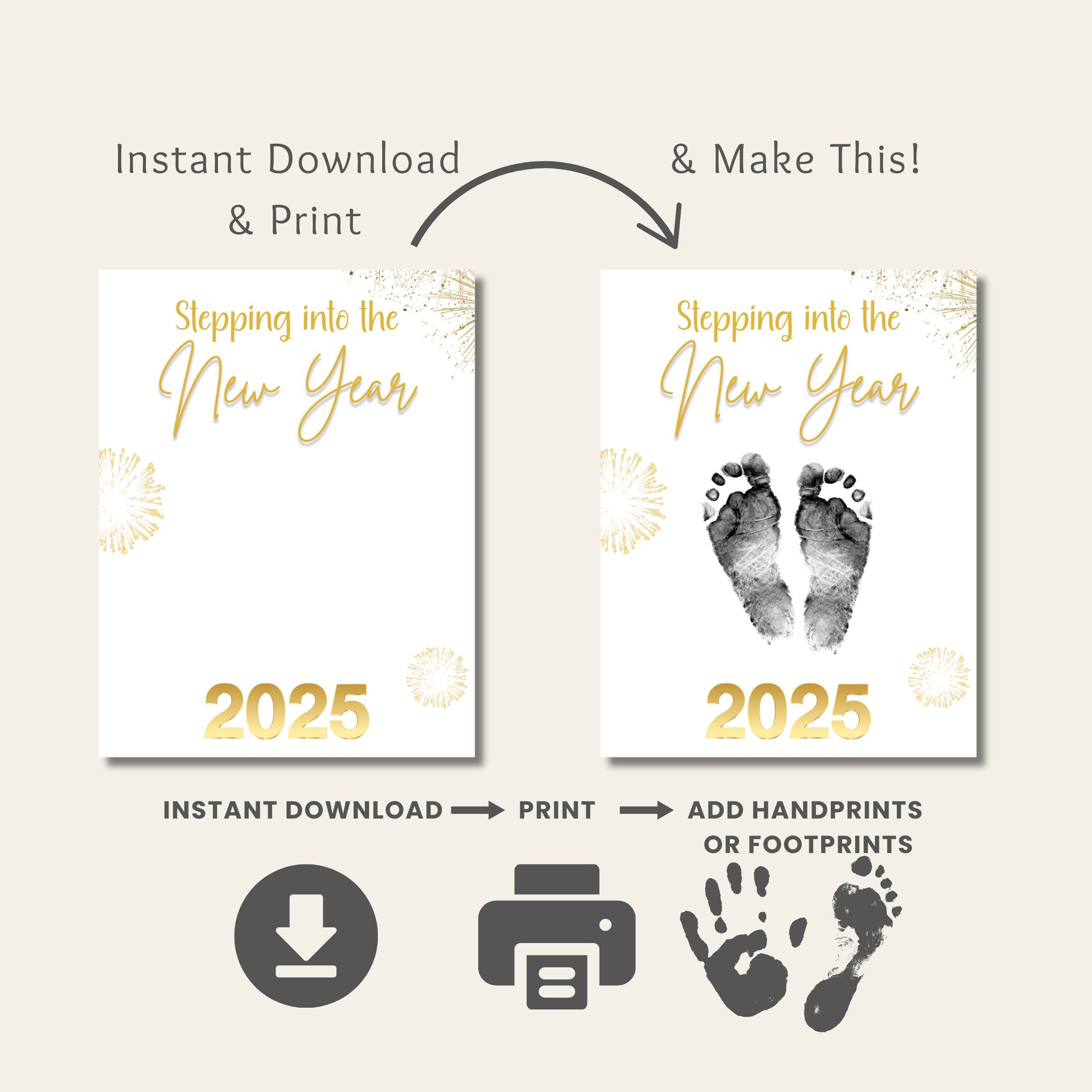 New Year Footprint Art Printable Handprint Craft DIY Instant Download ...