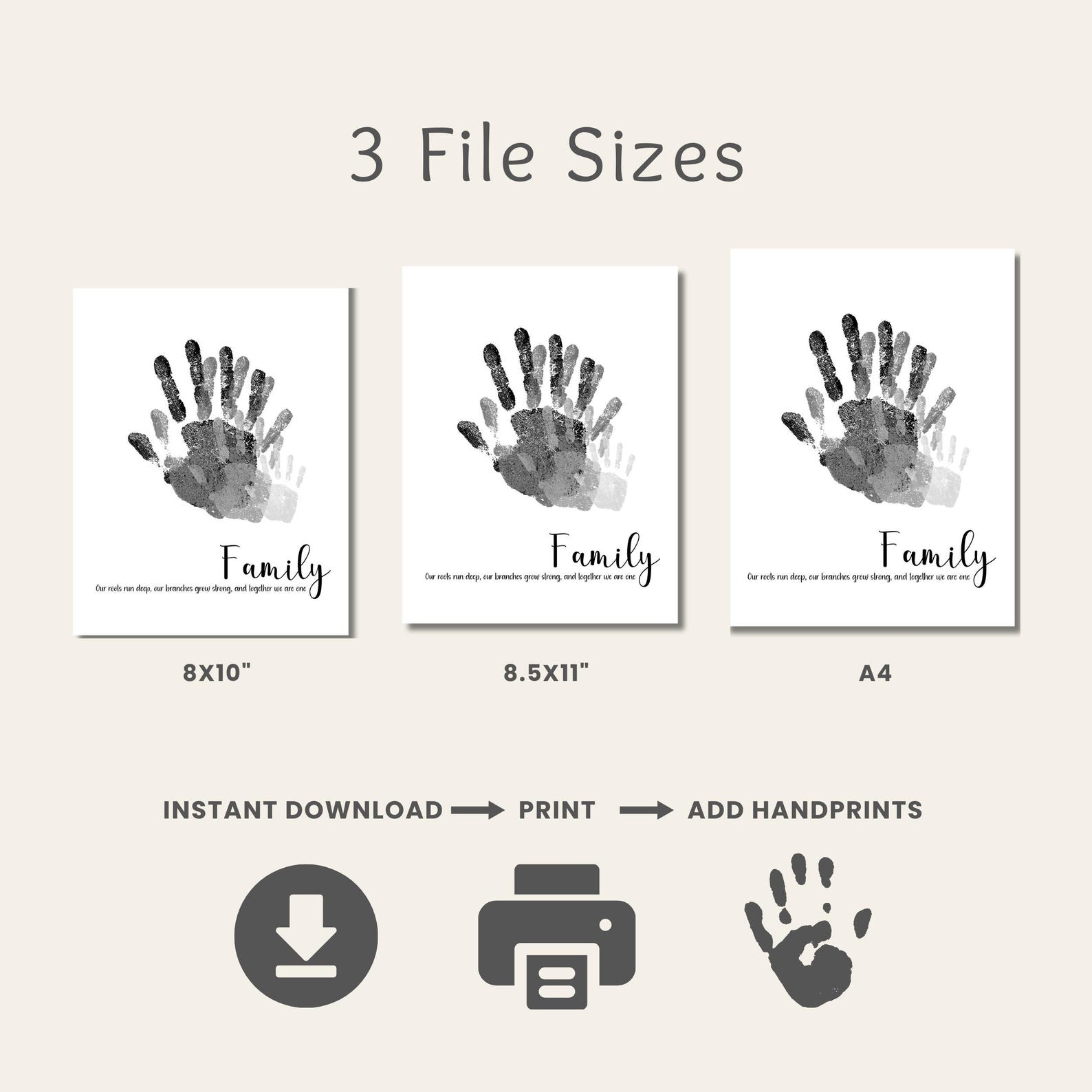 Family Tree Print Handprint Art Printable Handprint Craft Printable DIY ...
