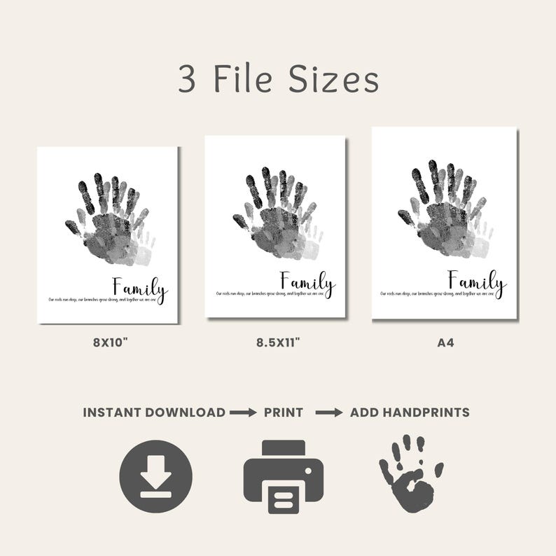 Family Tree Print Handprint Art Printable Handprint Craft Printable DIY ...