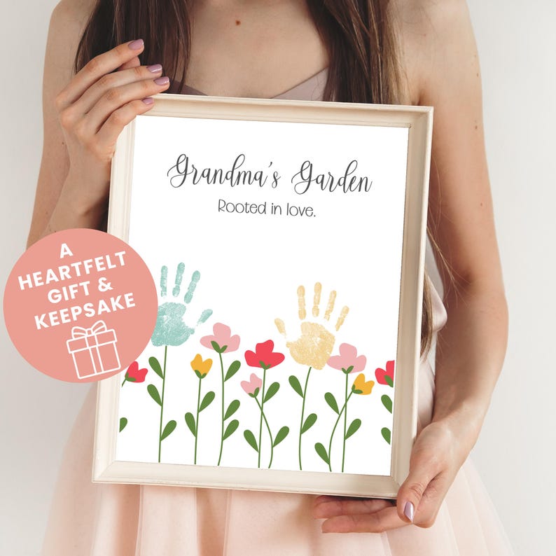 Handprint Art Gift Grandma Printable Grandmas Garden Handprint Craft ...