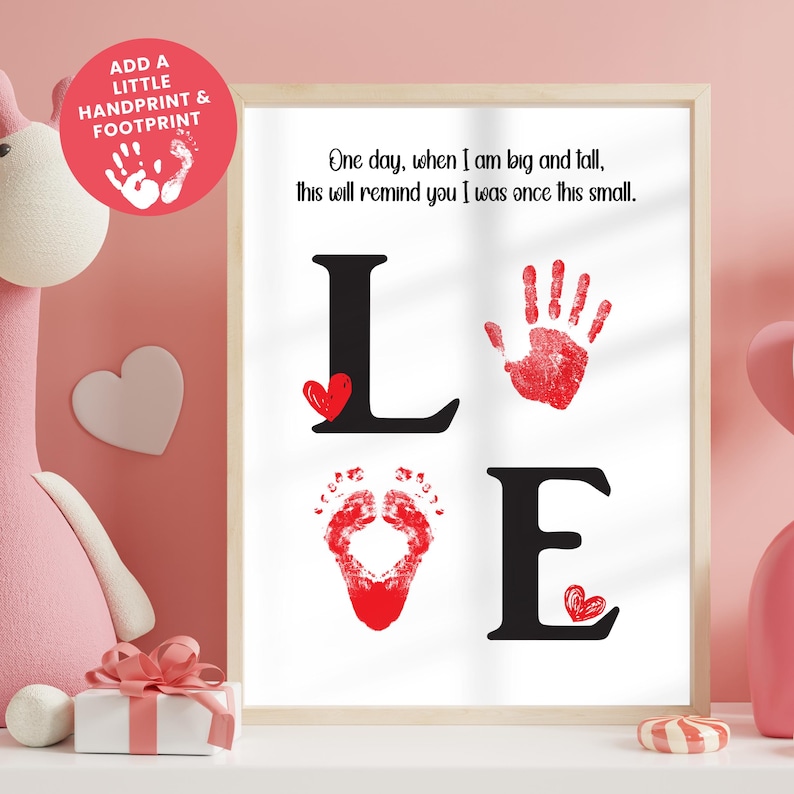 LOVE Valentine's Day Handprint Art Craft, DIY Handprint Printable ...