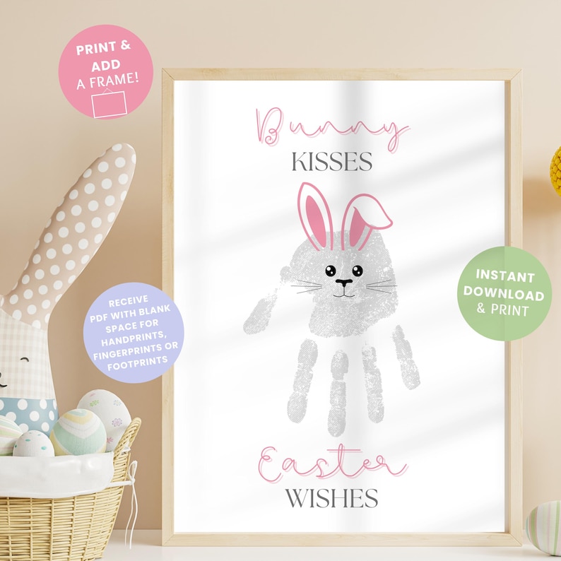 Easter Bunny Handprint Craft DIY Printable Spring Art Decor for ...