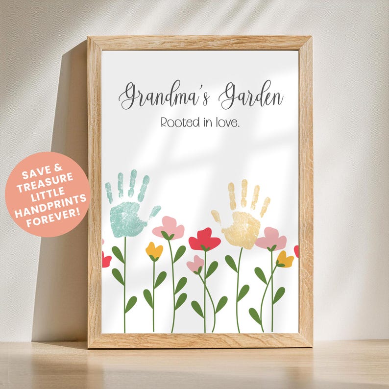 Handprint Art Gift Grandma Printable Grandmas Garden Handprint Craft ...