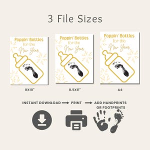 New Year Footprint Art Printable Handprint Craft DIY Instant Download ...