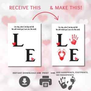 LOVE Valentine's Day Handprint Art Craft, DIY Handprint Printable ...