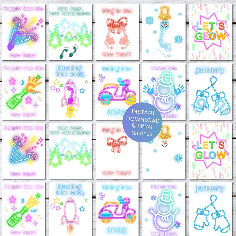 Winter Handprint Footprint Art Printable, New Year DIY Craft for Kids ...