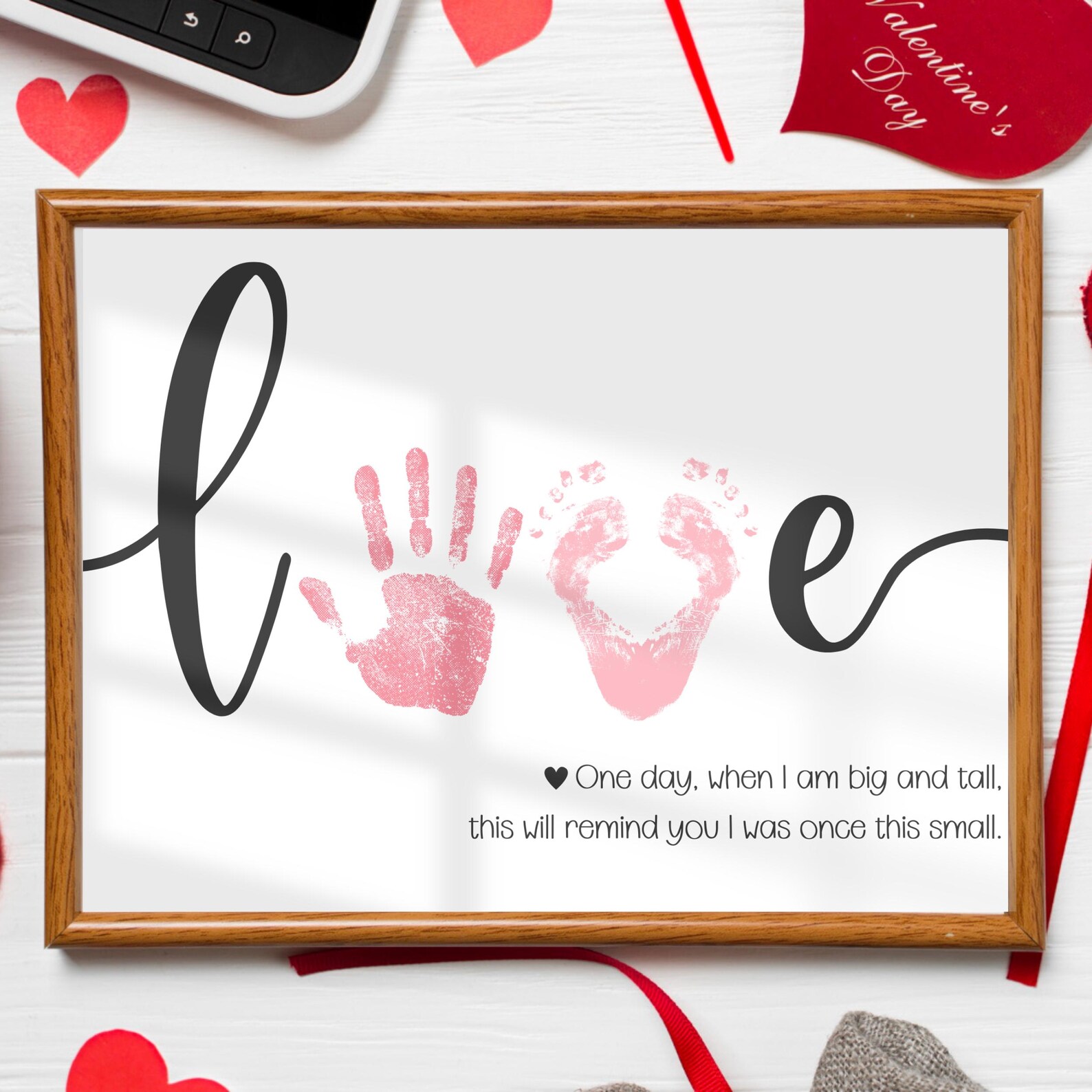Love Handprint Art Sign Printable Gift for Mom Quote Art Baby Footprint ...