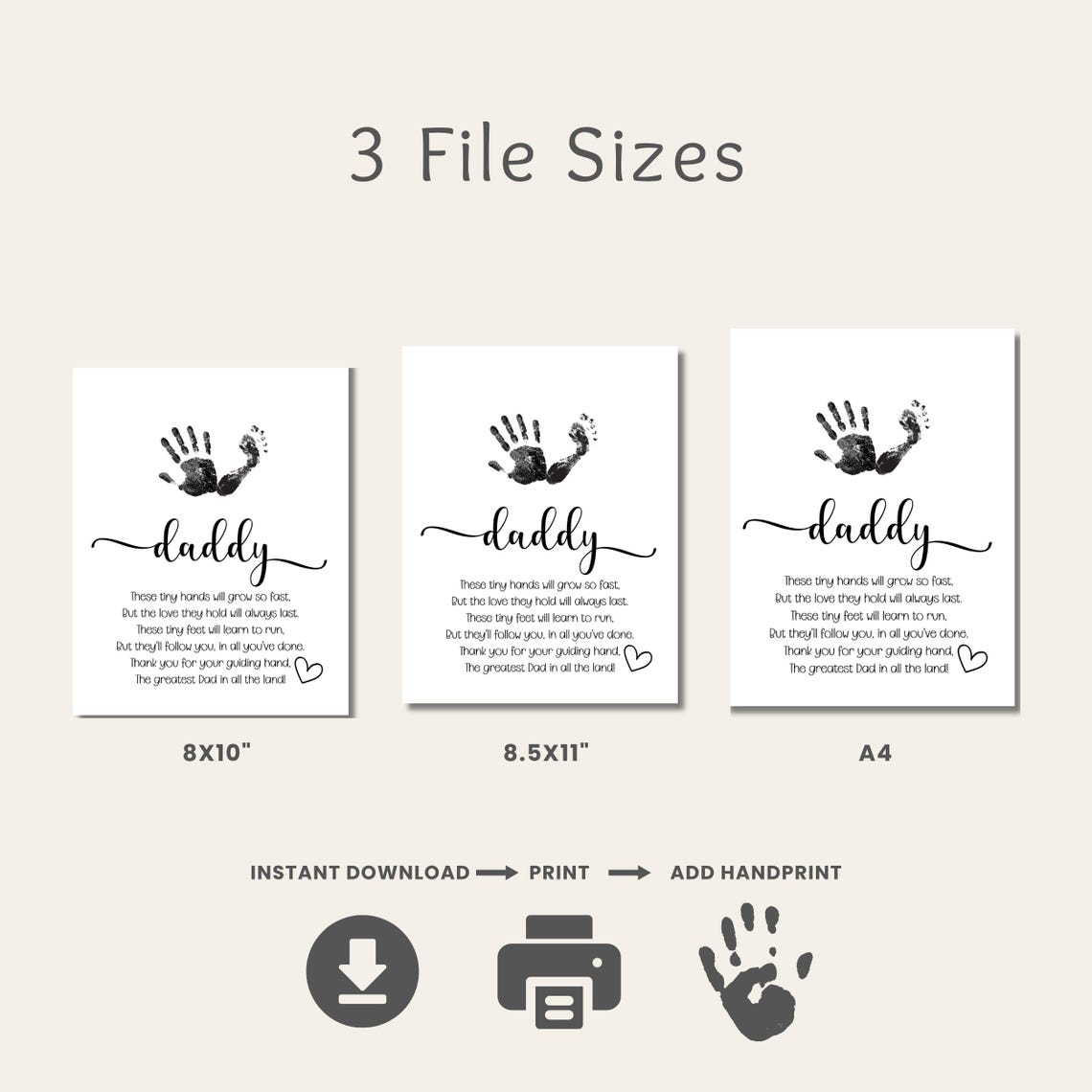 Fathers Day Handprint Art Poem Printable Fathers Day Gift Dad Quote ...