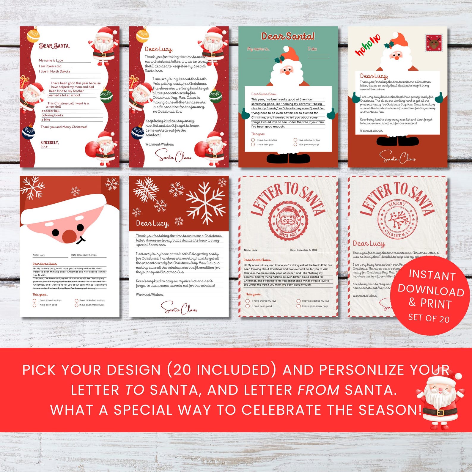 Letter to Santa Printable Template Bundle for Kids Christmas Gifts for ...