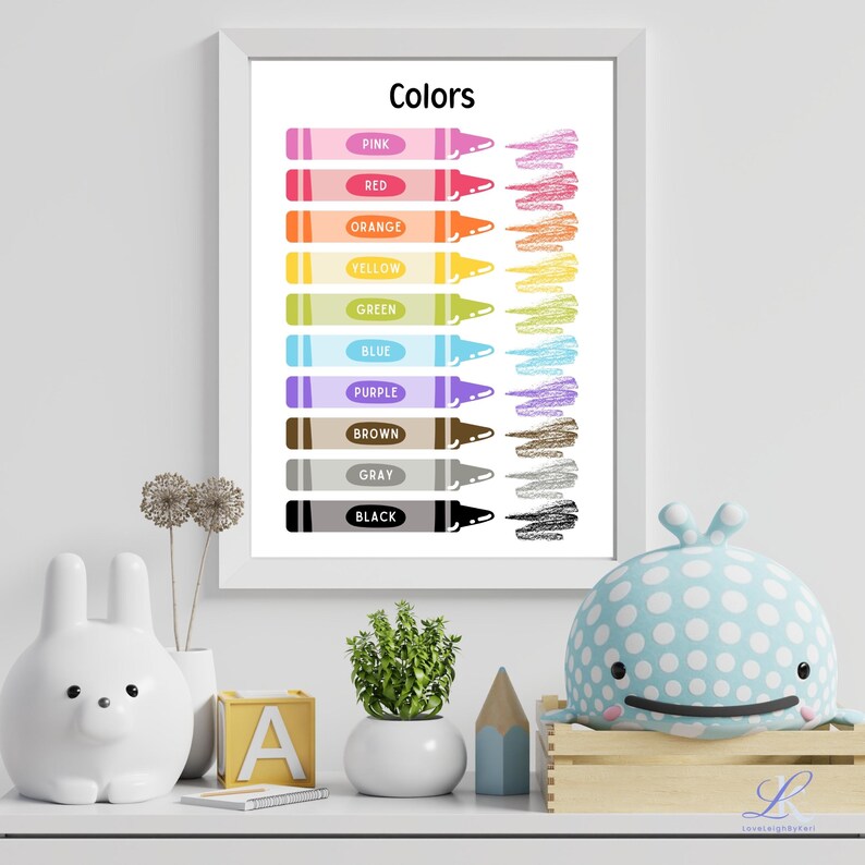 Kid Color Chart Print Color Poster Kid Printable Color Wall Art ...