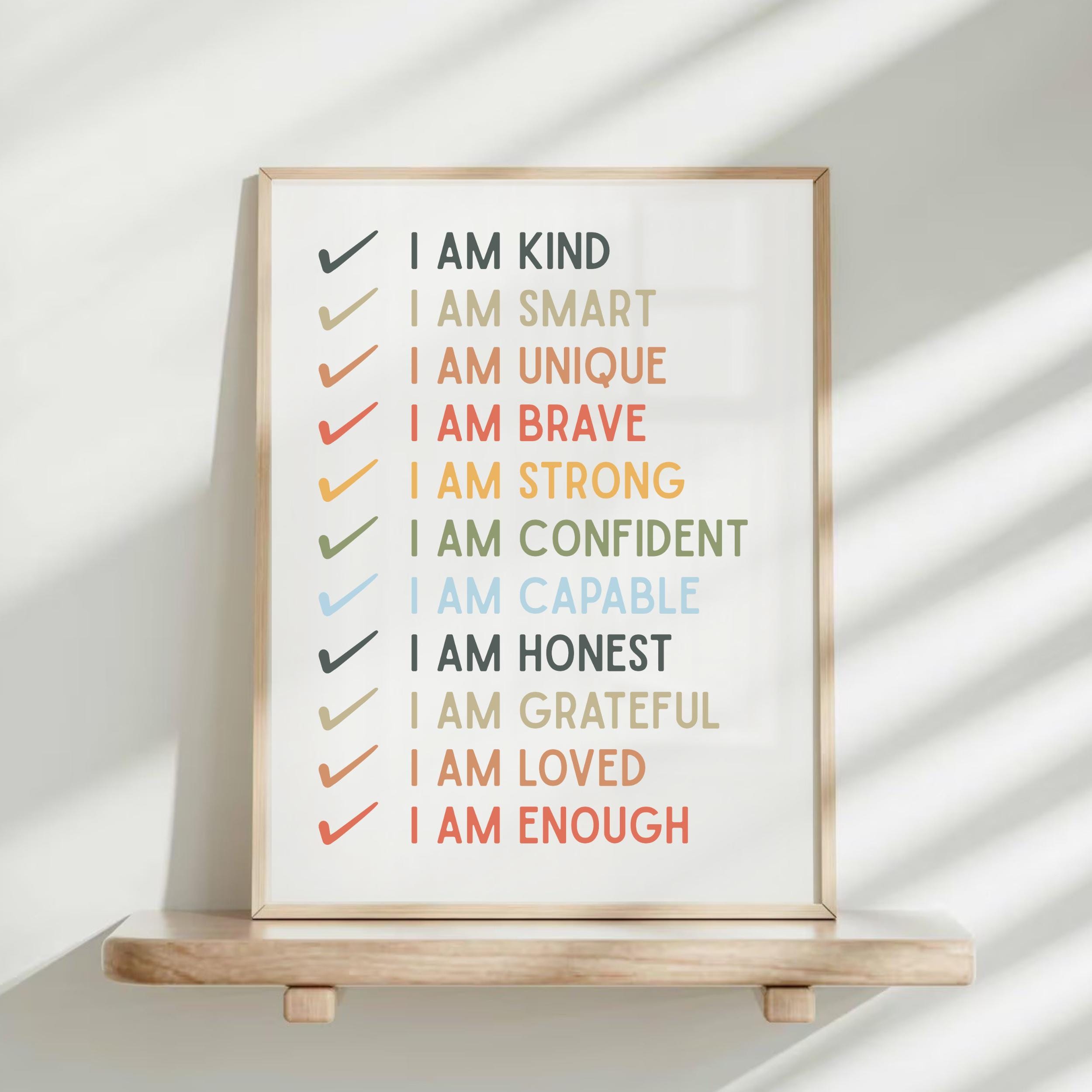 Kids Affirmation Printable Wall Art Affirmations for Kids Educational ...