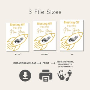New Year Handprint Art Handprint Craft Bundle DIY Printable Footprint ...