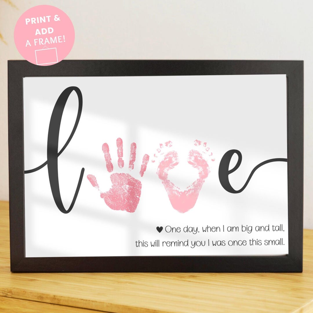 Love Handprint Art Sign Printable Gift for Mom Quote Art Baby Footprint ...