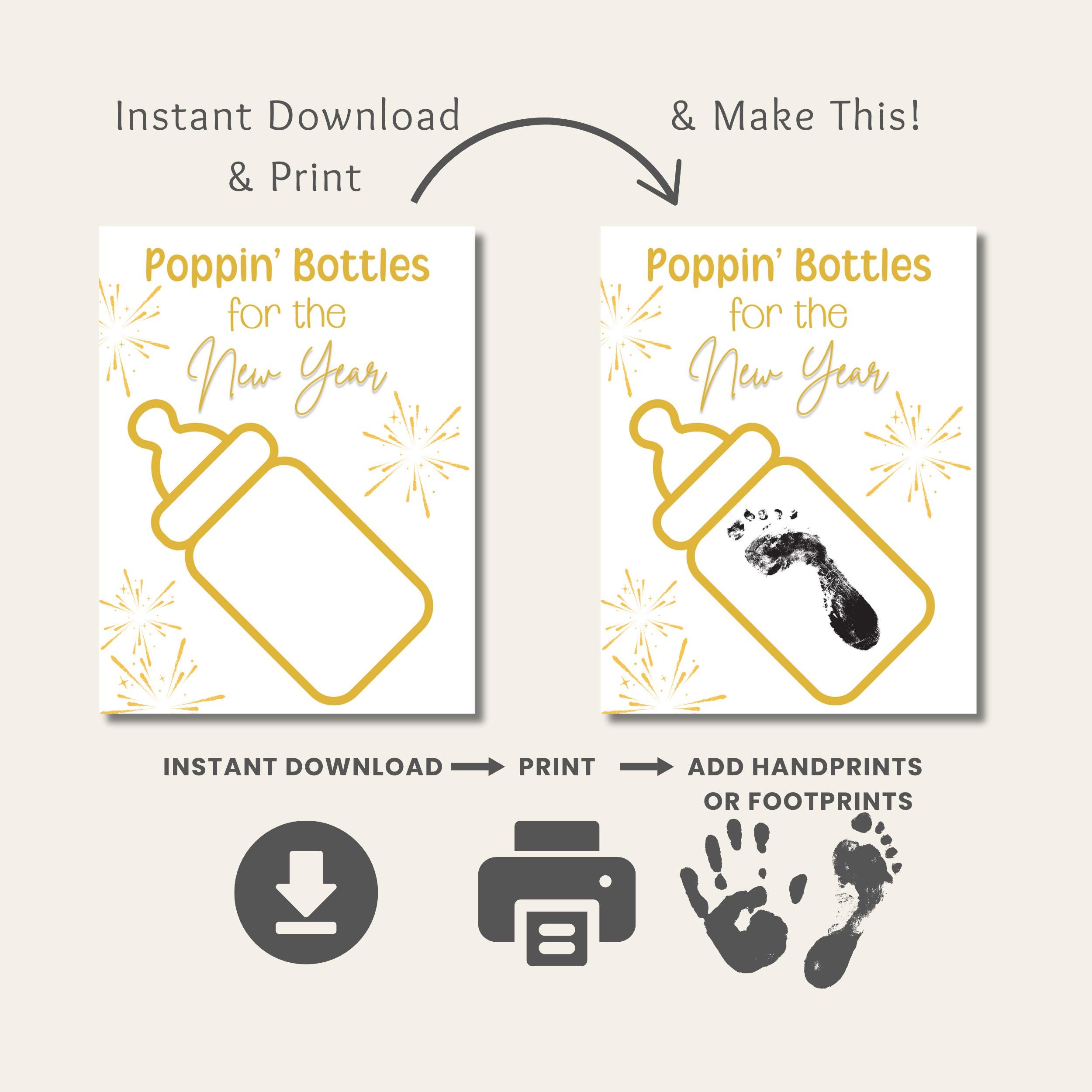 New Year Footprint Art Printable Handprint Craft DIY Instant Download ...