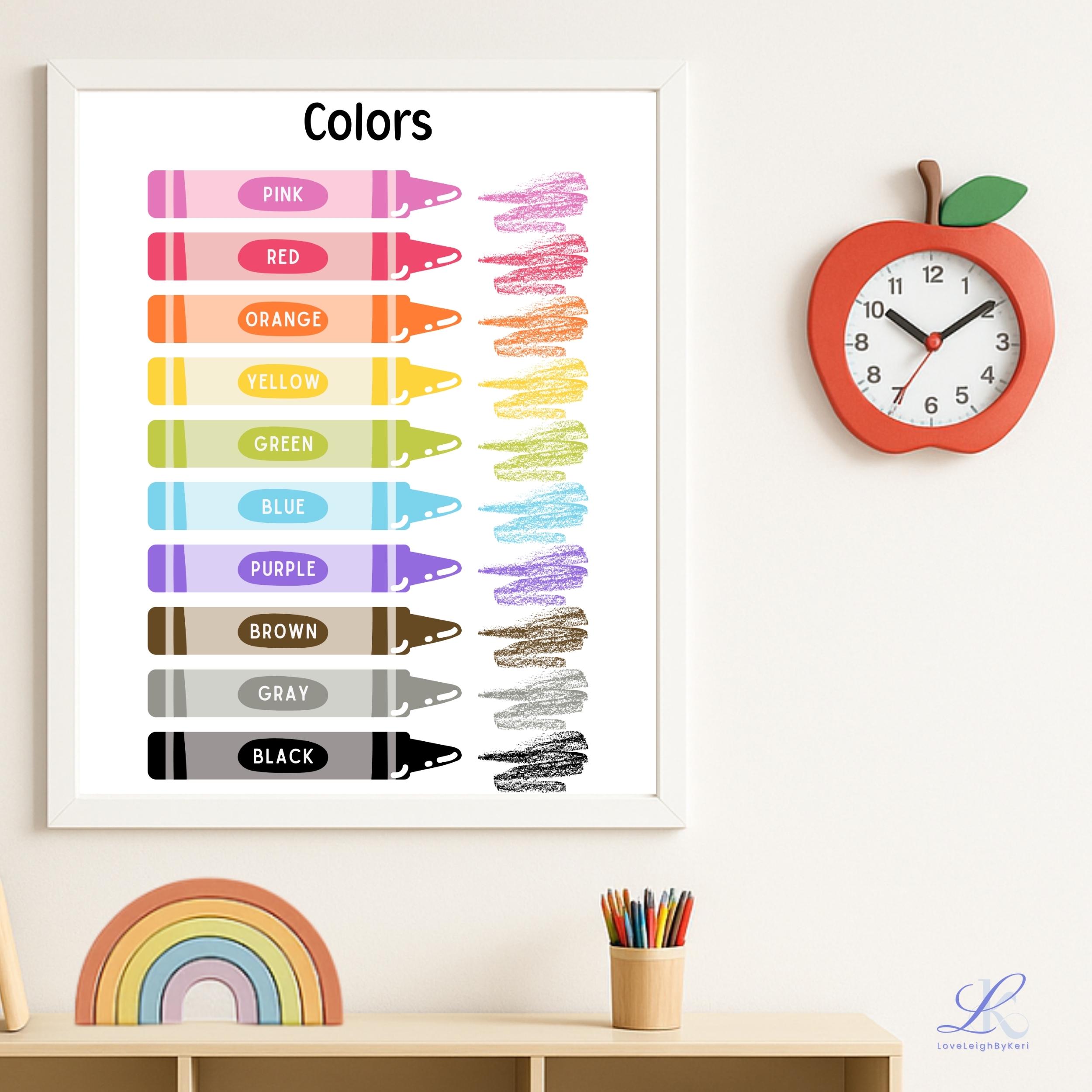 Kid Color Chart Print Color Poster Kid Printable Color Wall Art ...