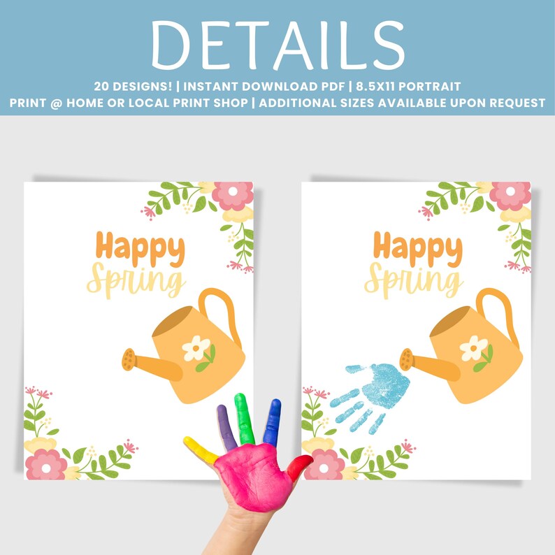 Spring Handprint Art Bundle Printable Kid Craft Handprint Activity Kid ...