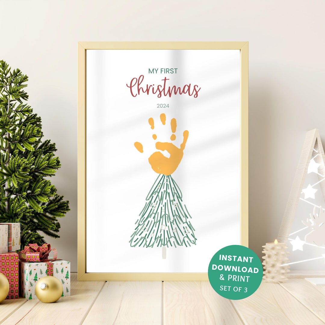 My First Christmas Handprint Footprint Fingerprint Art Craft, Set of 3 ...