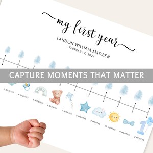Babys First Year Fingerprint Milestone Timeline Craft, Printable ...